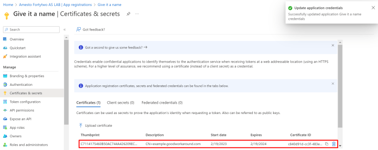 Azure DevOps ARM Service Connection using certificate – Good Workaround!